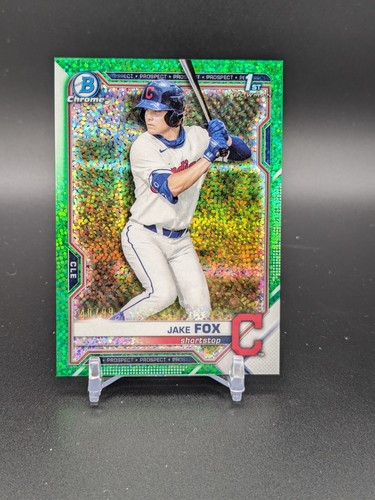 Jake Fox 2021 Bowman Draft Chrome 1st Green Speckle Refractor #'d /99 # ...