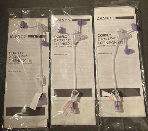 (3) Corflo 2-Port Y Extension Set With ENFit Connectors Brand New | eBay