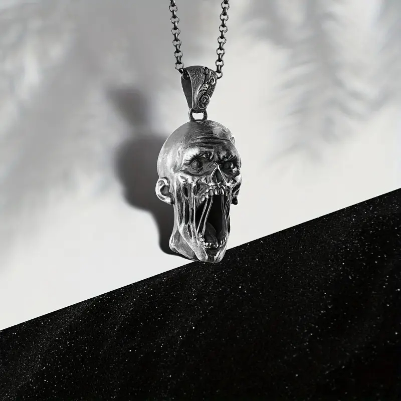 Zombie Head Necklace Jewelry Gothic-Silvery Horror Sexy Pendant | eBay