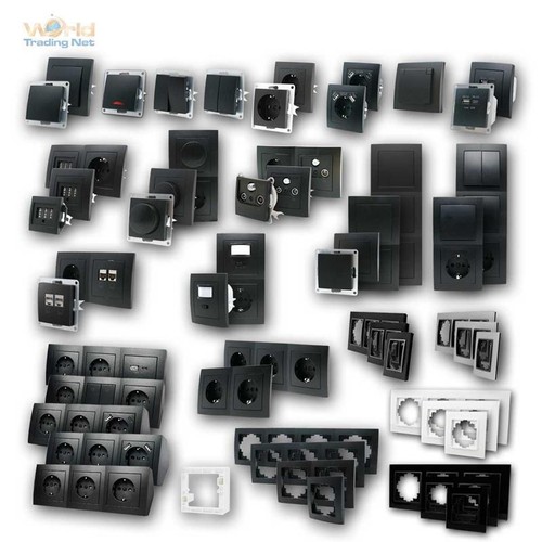 Schalter und Steckdosen FLAIR Schalterprogramm schwarz unterputz UP Serie 230V | eBay.de