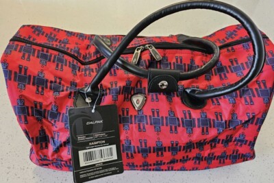 NWT Calpak Weekender Satchel Red ROBOT Print Duffel Bag 20x11x11 Carry ...