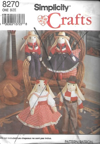 Vintage Simplicity #8270 Western Bunny Plush Doll & Clothes - UNCUT | eBay