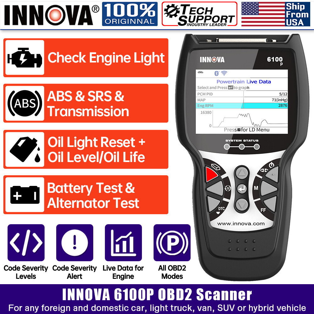 Innova 6100P Car OBD2 Scanner Diagnostic Tool Code Reader ABS SRS AT ...