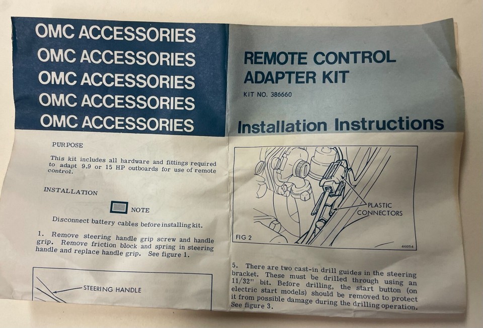 Evinrude Johnson 386660 0386660 - Remote Control Adapter Kit | eBay