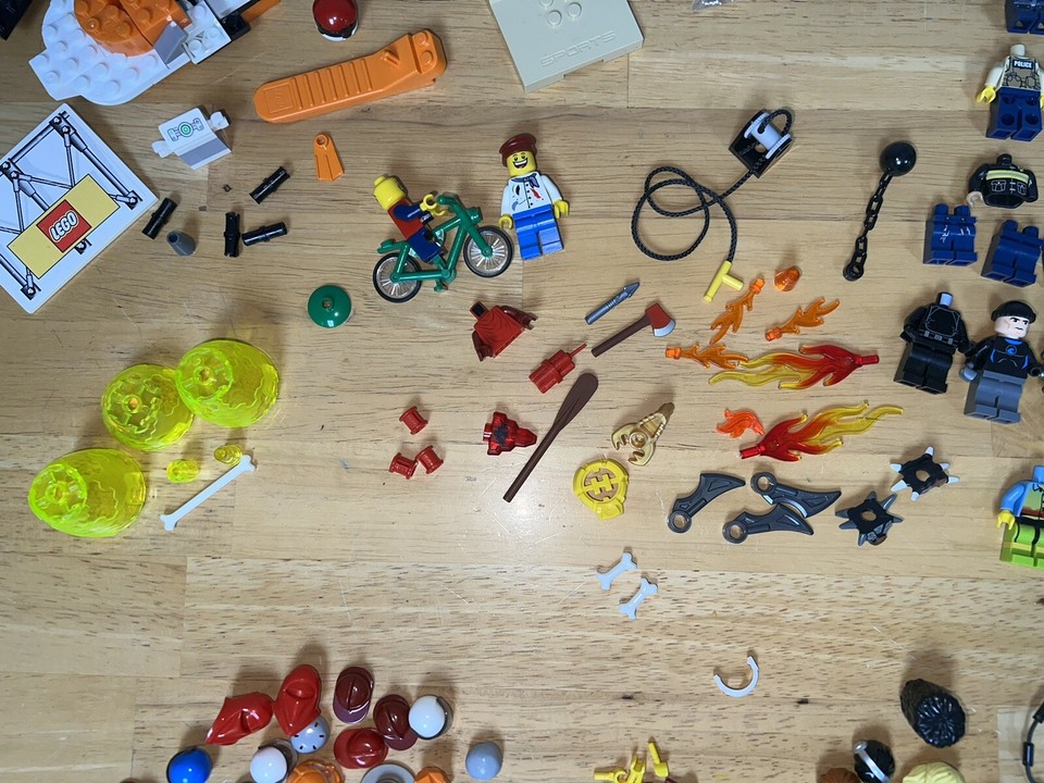 Lot of Lego Minifigures Parts: Heads Bodies Legs Hair Hats Helmets ...