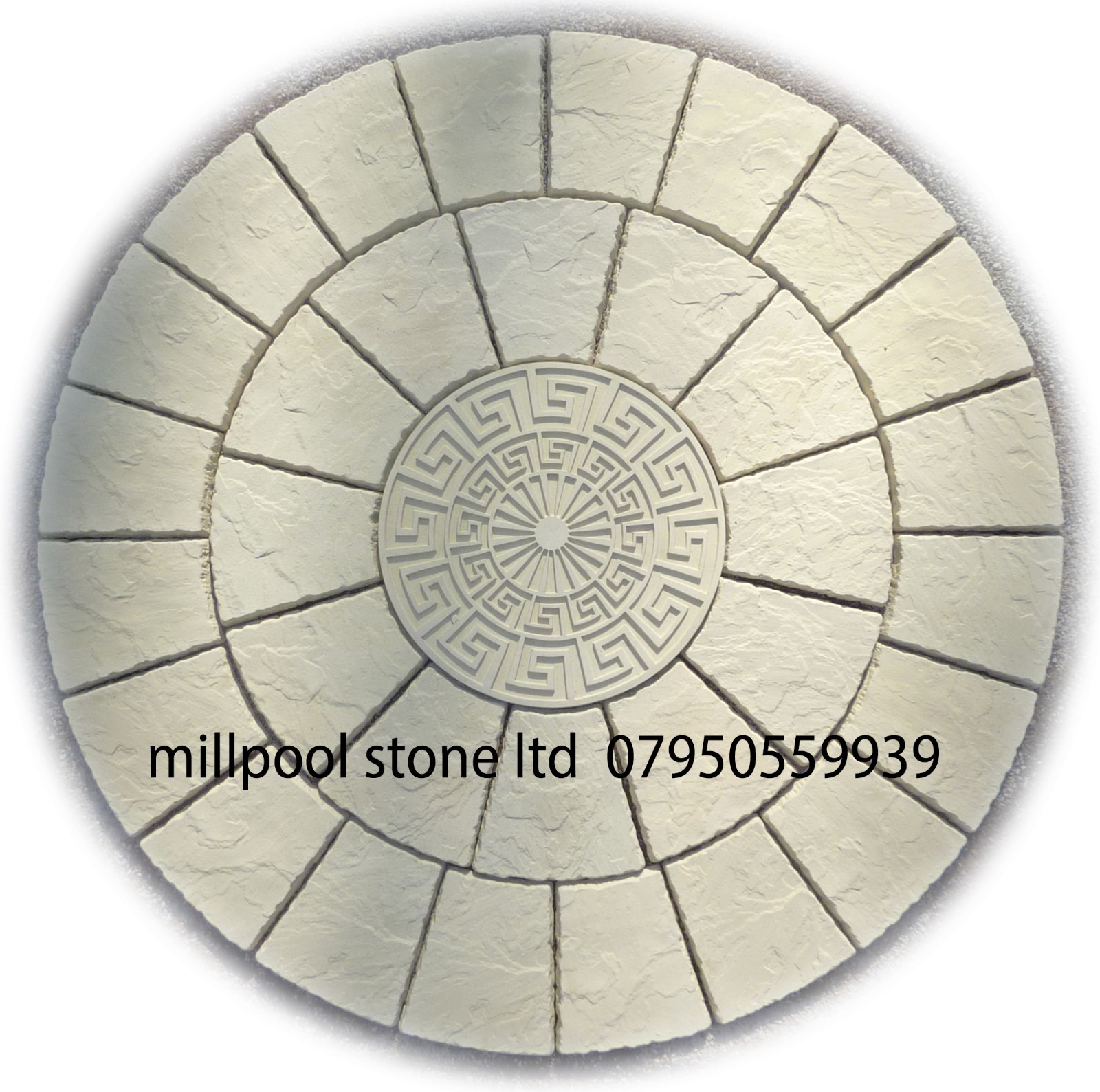 1.8M BUFF GREEK KEYSTONE PAVING CIRCLE PATIO SLABS STONE (DELIVERY ...