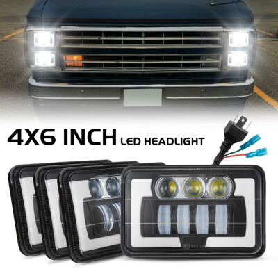 4PCS 4X6 Inch LED Headlights Sealed Beam DRL Turn Light For Chevy ...