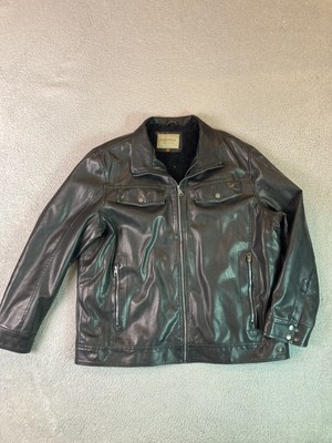 Sonoma Jacket Mens XXL Black Faux Leather Sherpa Lining Full Zip ...