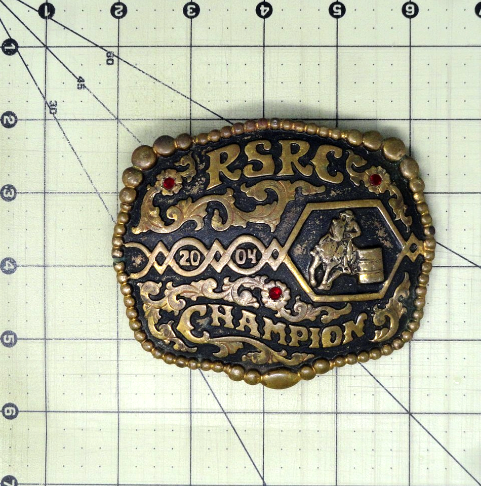 RSRC Rusty Spurs Rodeo Club 2004 Barrel Racing Champion Belt Buckle ...