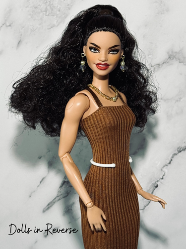 OOAK Custom Repaint Barbie doll, Brown Curly Hair, Muscular Articulated ...