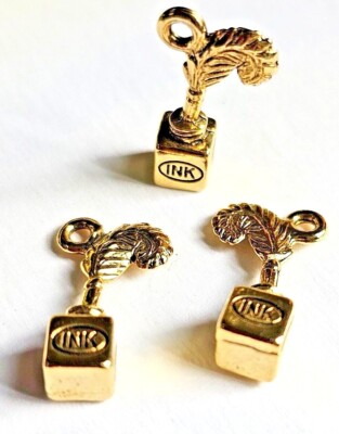 3 Pcs. Quill Pen and Ink Charms Pendants Cast Fine Pewter | eBay