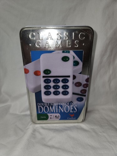 Collectors Dominoes Double Nine Jumbo Color Dot 55 Pieces Tin Cardinal ...