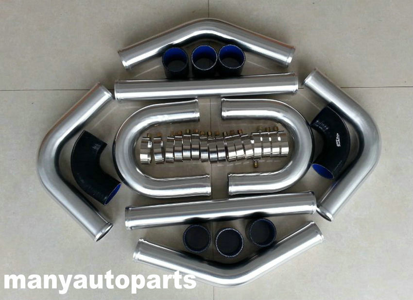 2" 51mm Aluminum Universal Intercooler Turbo Piping pipe Kit + BLUE ...