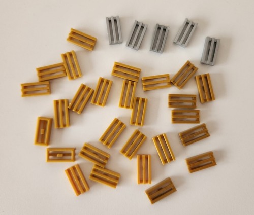 32 LEGO Tile Modified 1x2 Grille Bottom Lip 2412b pearl gold metallic ...
