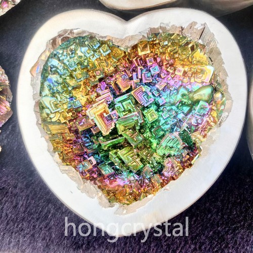 1pc Rainbow Bismuth Ore Heart Quartz Crystal Mineral Specimen Reiki ...