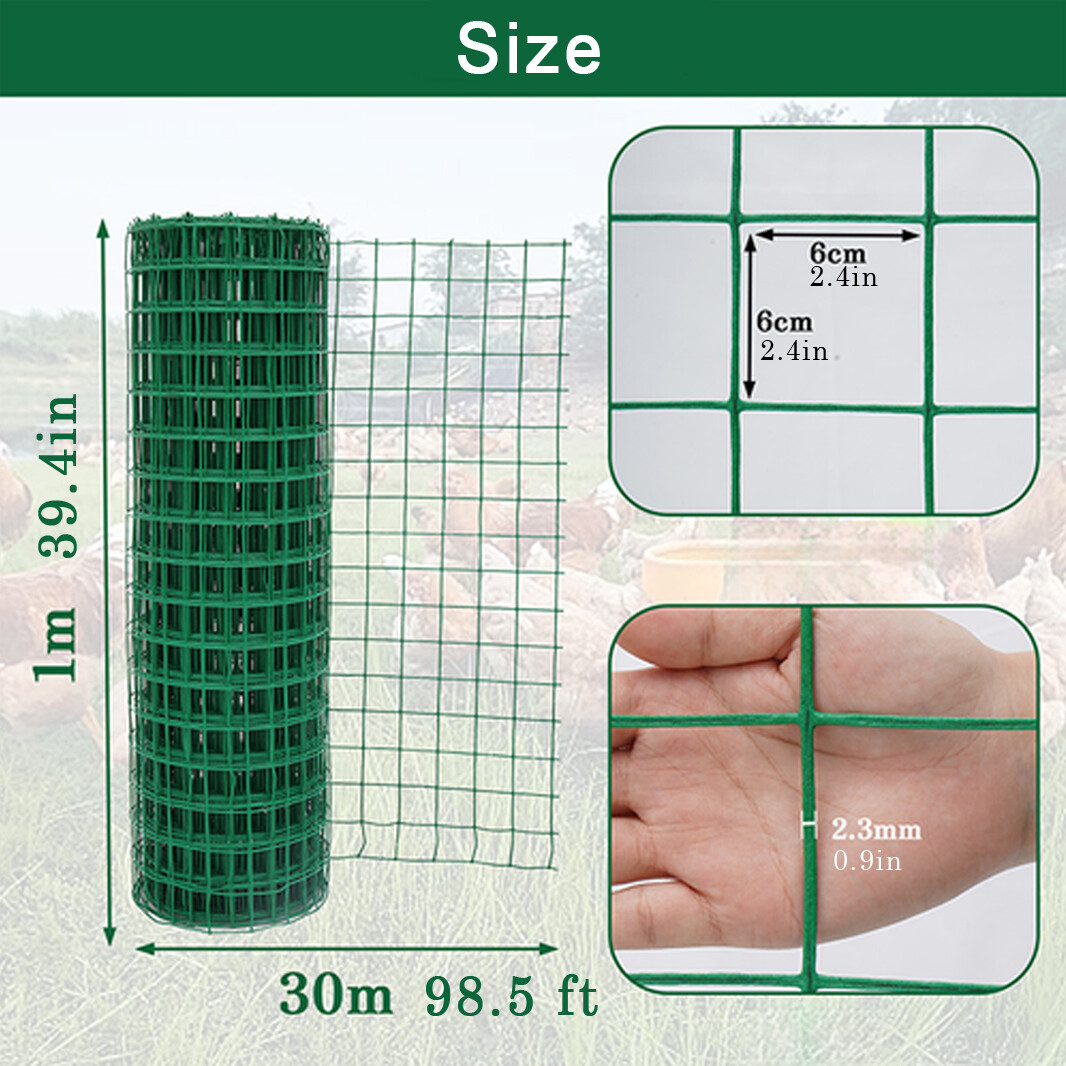 30M PVC Coated Chicken Mesh Fencing Garden Barrier Garden Plastic Fence ...