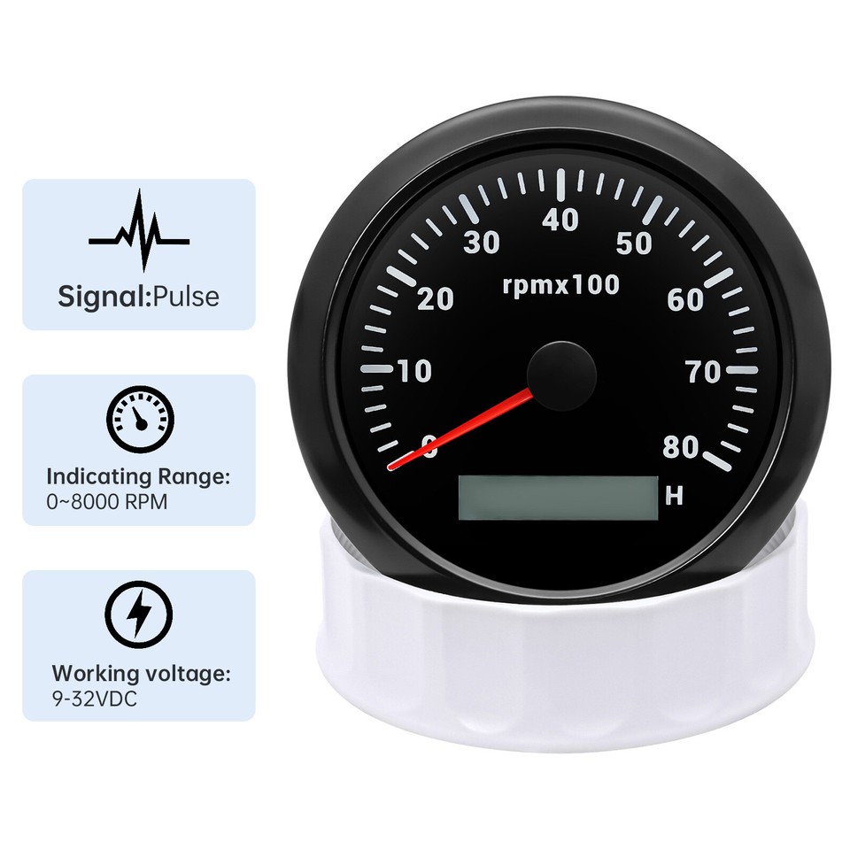 2 Gauge Set 85mm GPS Speedometer 200MPH Tachometer 0-8000RPM for Boat ...