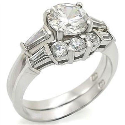 1.15 Carat Round Cut CZ Womens Rhodium Plated Wedding Engagement Ring ...