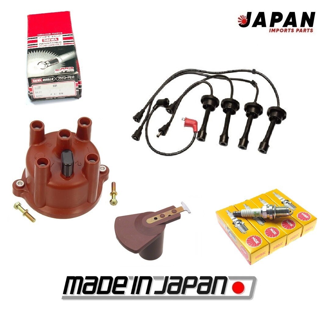 MADE JAPAN Spark Plugs & Wires Distributor Cap & Rotor for Corolla 80 ...
