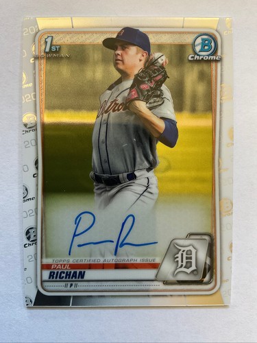 2020 Bowman Chrome Auto PAUL RICHAN 1st Bowman RC Detroit TIGERS #CPA ...