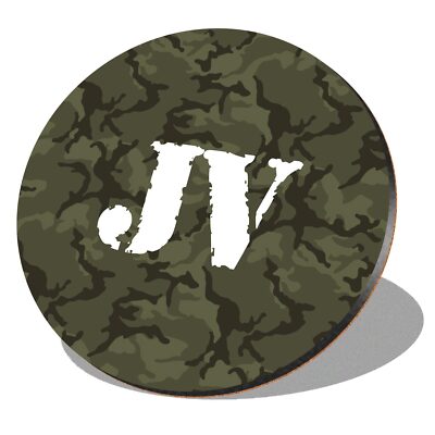 1 x Round Coaster - Letters JV Camouflage Army Military Initial #269489 ...