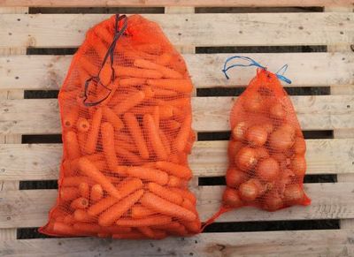 Orange Vegetable Net Sack Bag Drawstring Raschel Bags Mesh Logs ...