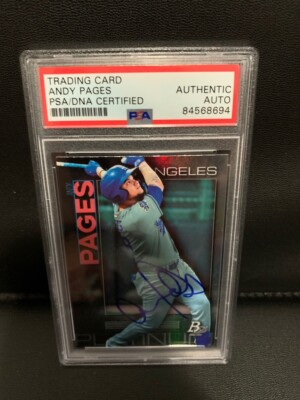 Andy Pages autograph signed 2020 Bowman Platinum baseball card PSA SLAB ...
