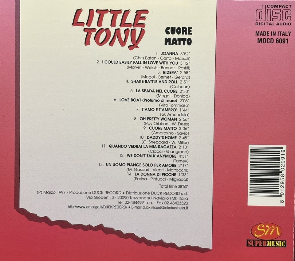 Little Tony - Cuore Matto (CD 1997 Duck Record) Italy Import | eBay