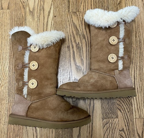 UGG Australia Triple Bailey Button Tall Sheepskin Boots Chestnut Women Size 7 | eBay