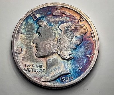🌈GEM RAINBOW TONE CHOICE ++ 1927 P Mercury Dime with Bright Colored ...