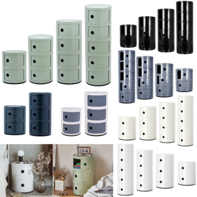 2/3/4/5 Tiers Plastic Cylinder Storage Unit Cabinet Cupboard Tower ...