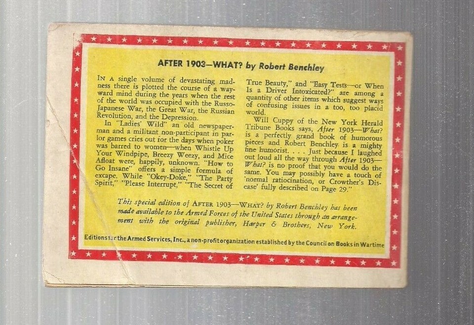 After 1903 What? R-5 Armed Service Edition ASE 1938 Robert Benchley ...