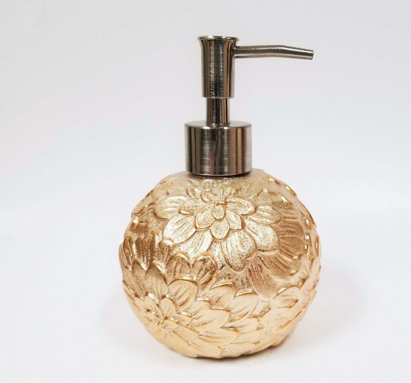 NEW CROSCILL METALLIC ROSE GOLD 3D FLORAL SPHERE SOAP DISPENSER,SILVER ...