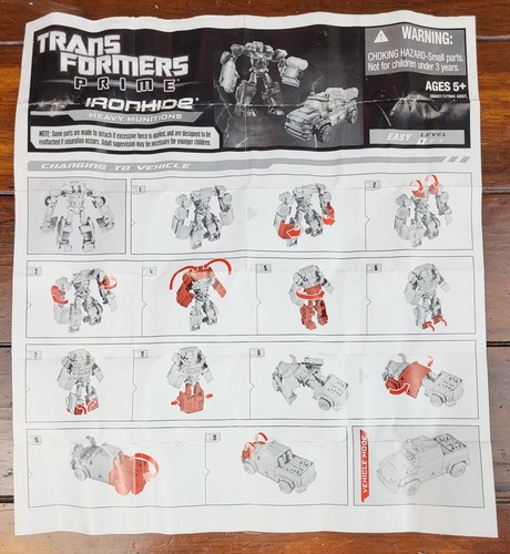 Transformers Prime Cyberverse Ironhide Instruction Sheet Hasbro 2012 | eBay