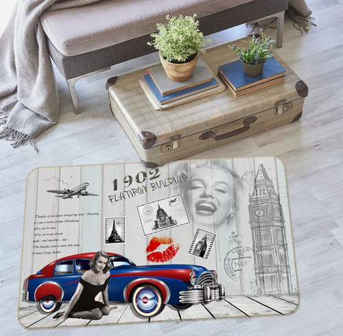 3D Blue Car Model ZHUA1609 Game Non Slip Rug Mat Photo Carpet Zoe ...