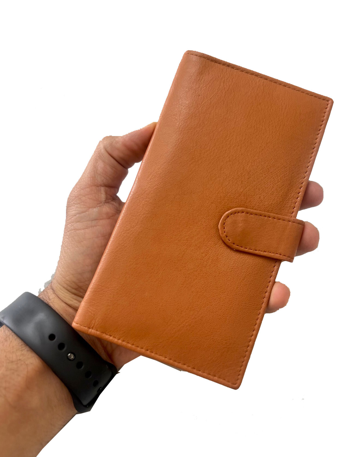 Slim Genuine Leather Checkbook Cover with Snap Closure for Extra ...