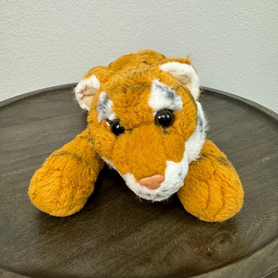 FAO Schwarz Tiger Cub Plush Cuddly Stuffed Animal Orange White Stripe ...
