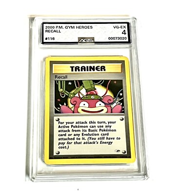 2000 Pokemon - Recall Trainer - Gym Heroes #116 AGS Grade 4 VG-EX | eBay