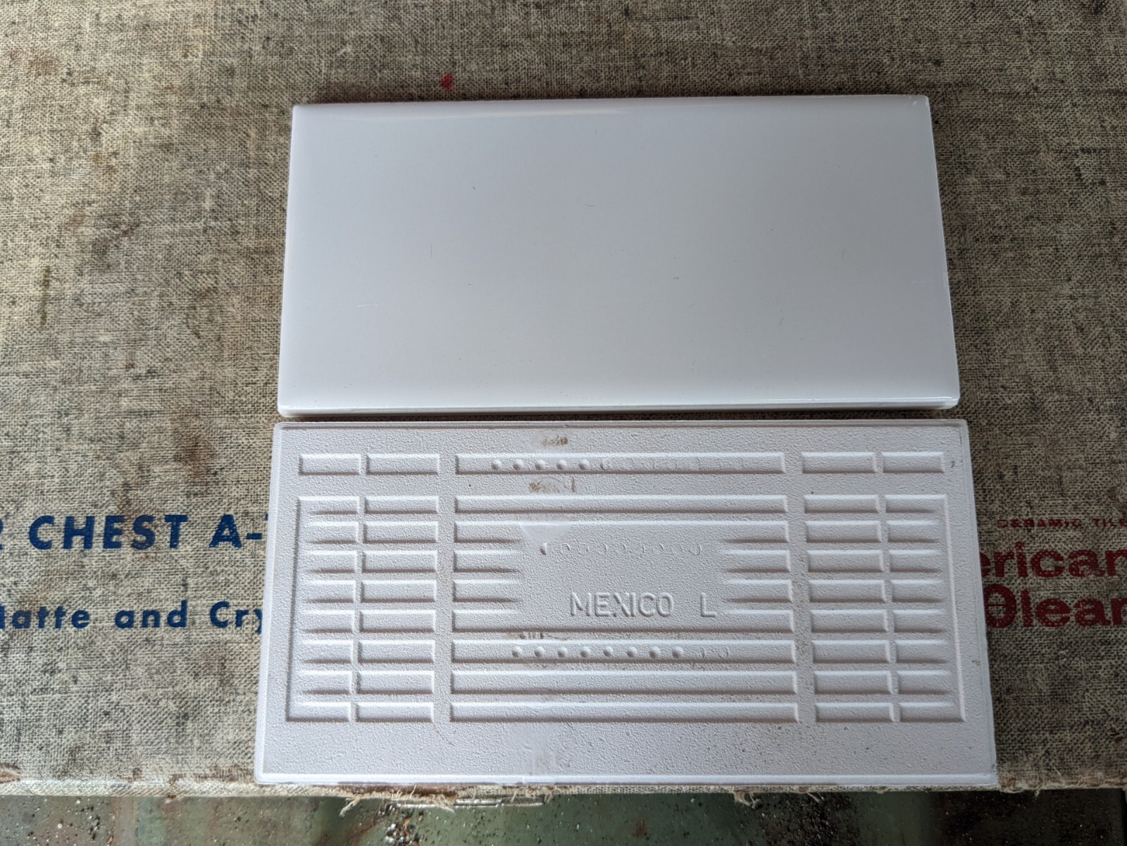 4 pcs American Olean Gloss Biscuit #91 Vintage Ceramic Tile Subway 3"x ...