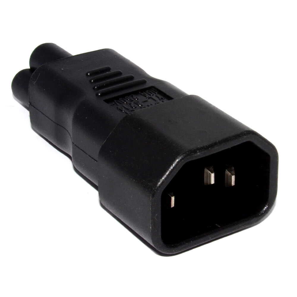3 Pin IEC Kettle Lead Socket C14 to Cloverleaf Plug C5 Power Mains Plug ...
