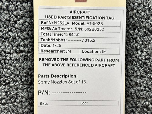 Air Tractor AT-502B Spray Nozzles (Set of 16) | eBay