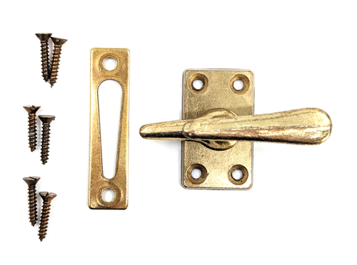 NOS! Vintage Brass Casement Window Latch, Lever Handle, w/ Keeper ...