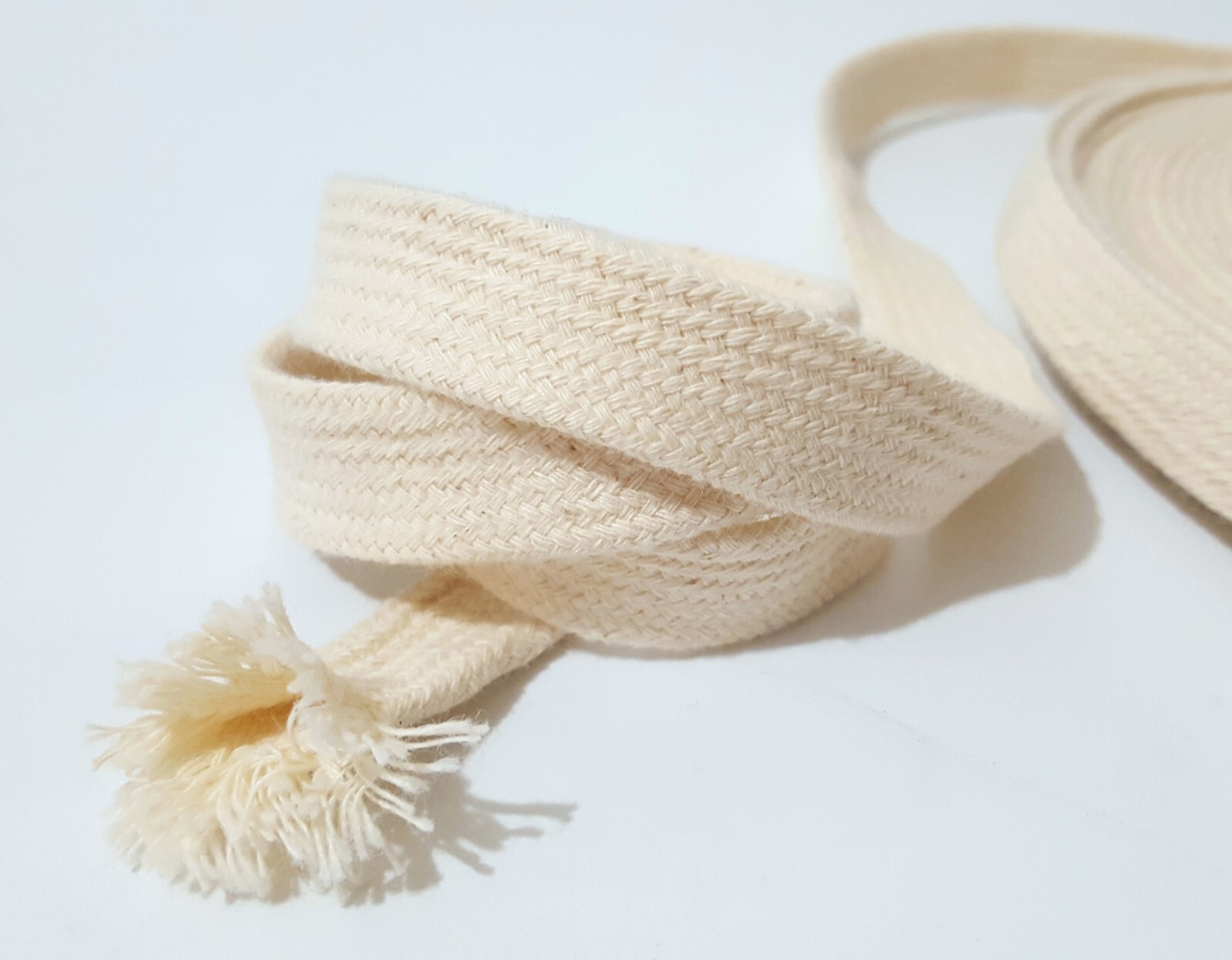 almost 3/4" 18mm Beige Thick Cotton Flat Tape Tube Tape w/o center ...