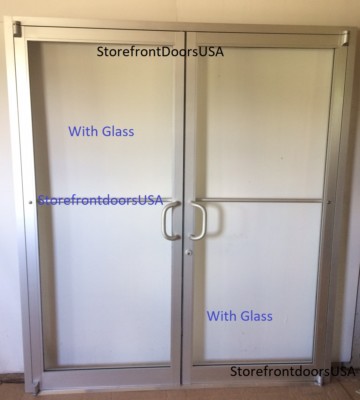 COMMERCIAL STOREFRONT DOUBLE DOOR, FRAME & CLOSER 6'0 x7'0, CLEAR ...