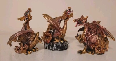 Small Golden Dragon Statue Set Mythical Fantasy Small Dragon Figurine ...