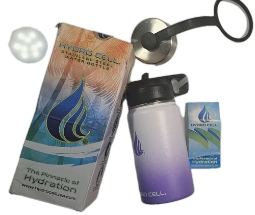 HYDRO CELL 14oz Stainless Steel Water Bottle Wide Mouth Lid, Purple ...
