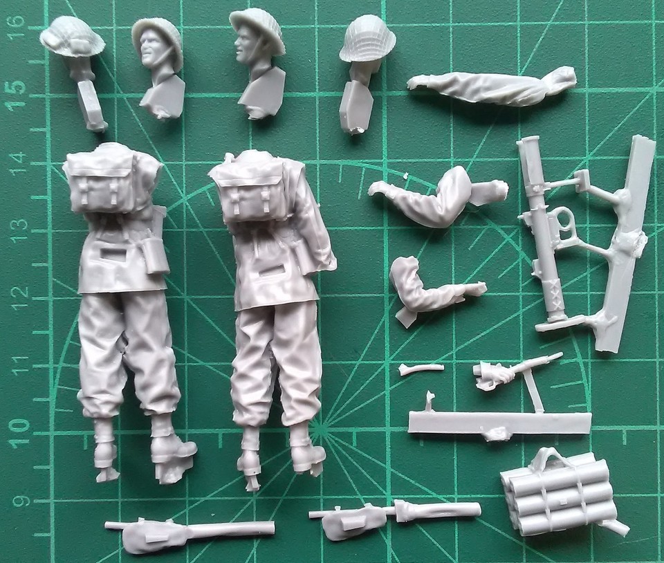 1/35 SCALE BRITISH WW2 RESIN FIGURES, MODEL KIT, 2 SOLDIERS UNPAINTED ...