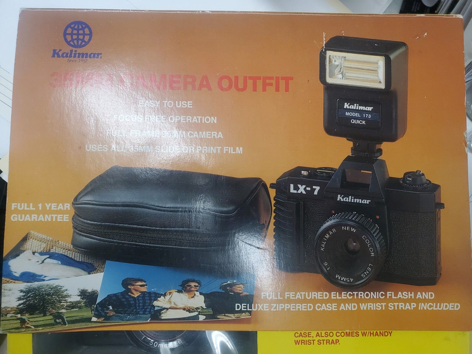 NEW IN BOX VINTAGE Kalimar LX-7 35mm Camera electronic flash 173 case ...