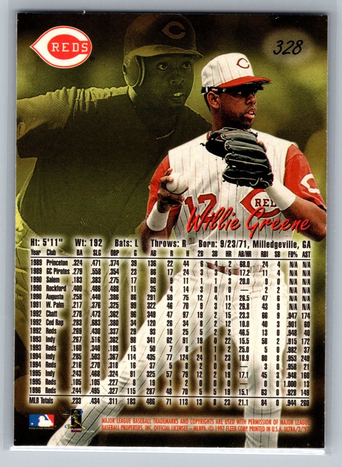 Willie Greene 1997 Ultra BASEBALL #328 Cincinnati Reds | eBay