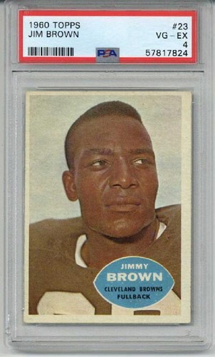 1960 TOPPS #23 JIM BROWN FOOTBALL CARD CLEVELAND BROWNS PSA 4 VG-EX LOW ...